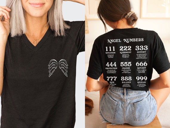 Angel Numbers V Neck Shirt Mystical Shirt Good Energy Shirt - Etsy
