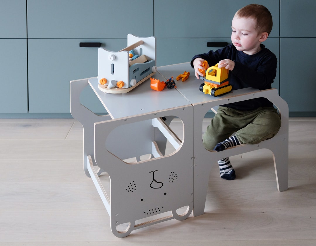 Convertible Helper Tower 2 in 1 Table / Chair for Two Kids, Montessori ...