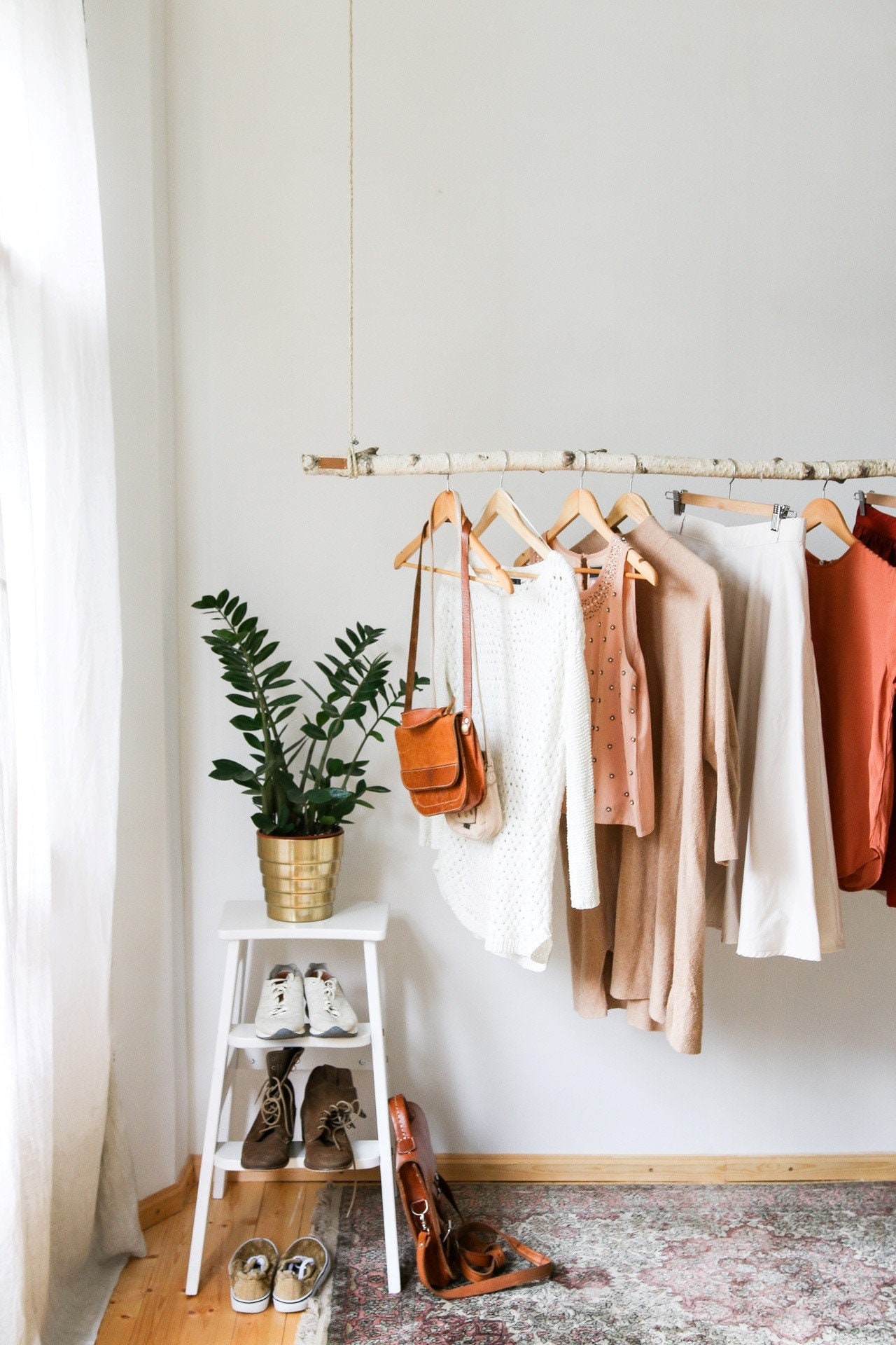 Custom Hanging Branch Clothing Rack: Rustic Wardrobe Organizer - Etsy