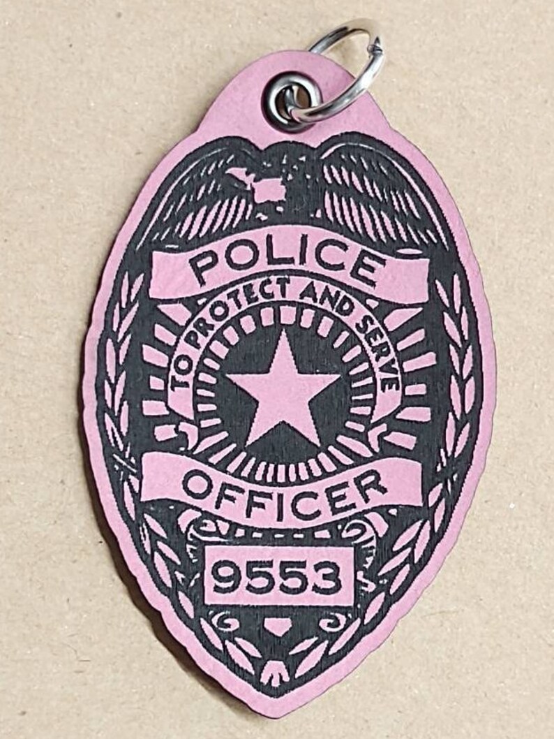 Personalized Police Badge Leatherette Key Chain | Etsy