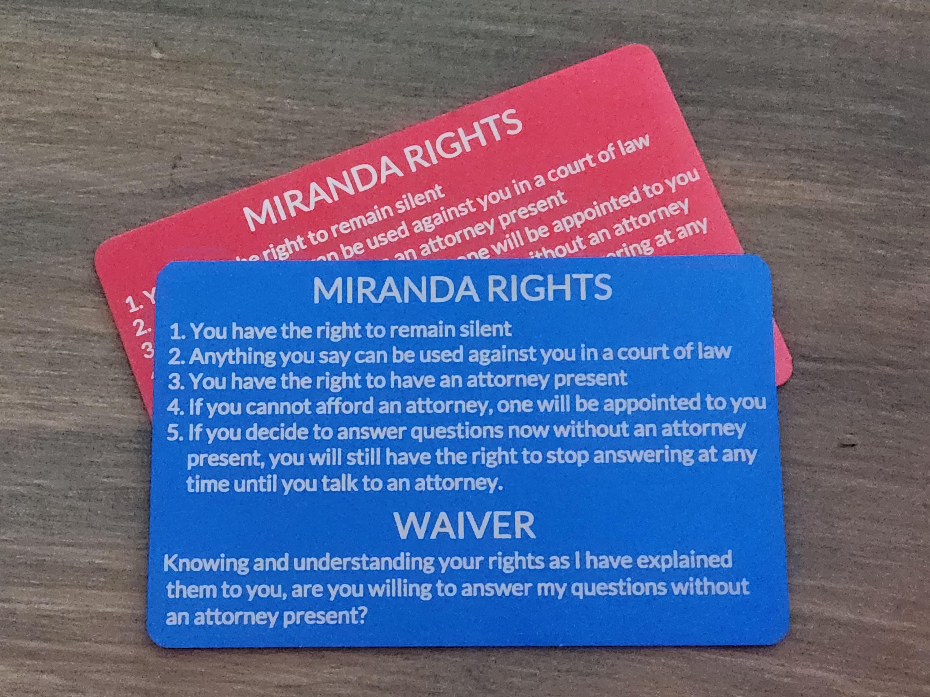Miranda Rights Metal Card - Etsy