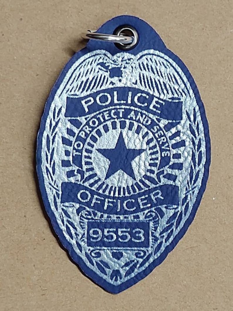 Personalized Police Badge Leatherette Key Chain - Etsy