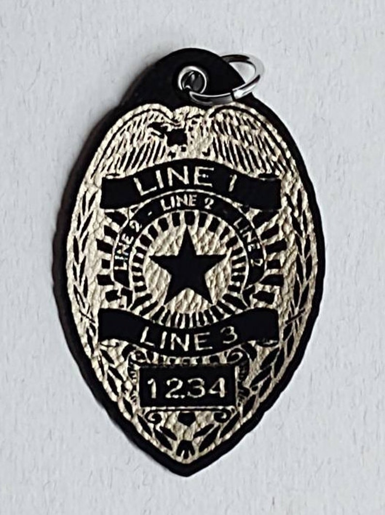 Personalized Police Badge Leatherette Key Chain - Etsy