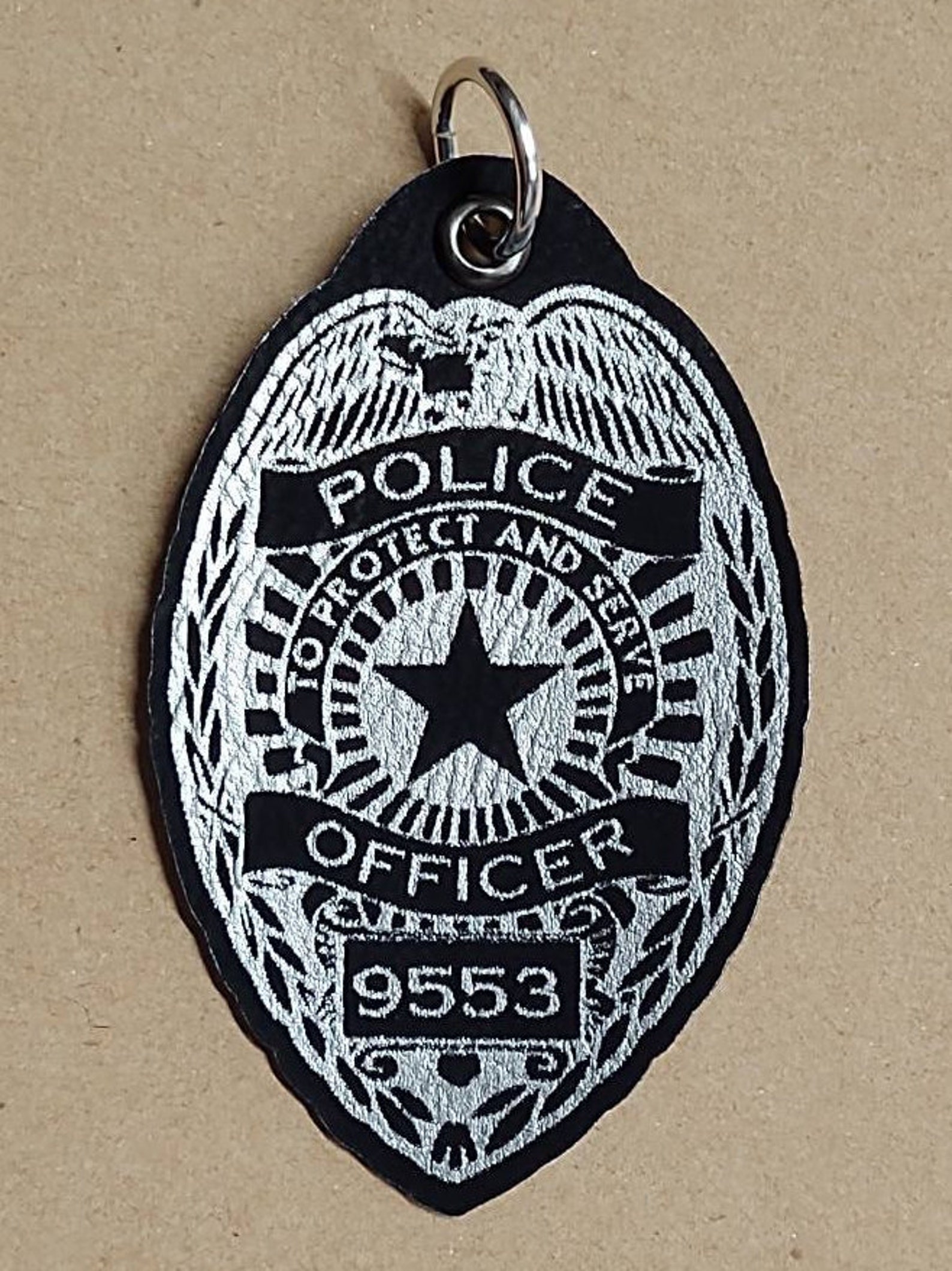 Personalized Police Badge Leatherette Key Chain - Etsy
