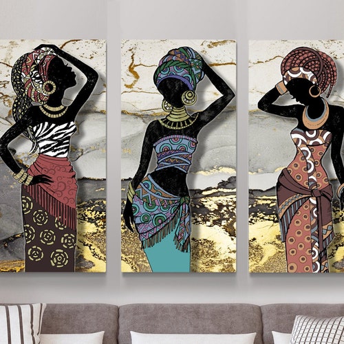 African Women Art Decor African Girl Canvas Wall Art Ethnic Etsy