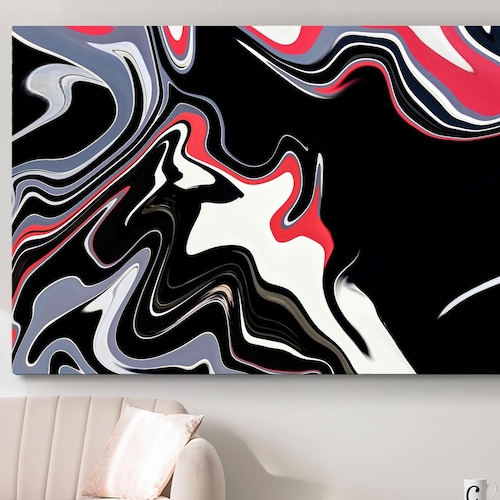 Abstract Red Black Design Canvas Print Wall Decor Art. Comes - Etsy