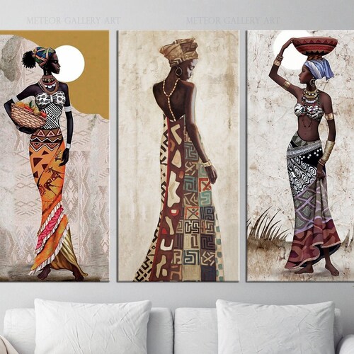 African Wall Art Orange Women Print Woman Art Woman Etsy