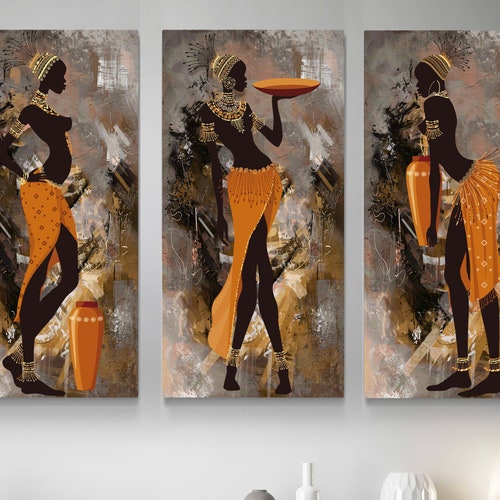 African Women Art Decor African Girl Canvas Wall Art Ethnic Etsy