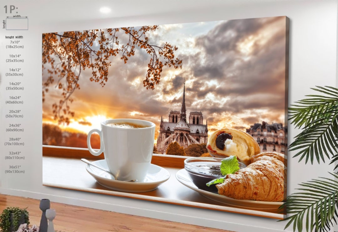 Croissant Wall Art, Croissant Canvas, Kitchen Wall Decor, Bakery Theme ...