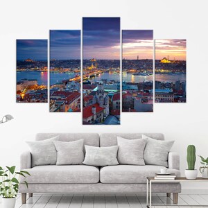 Istanbul Wall Art, Cityscape Canvas Painting, Istanbul Skyline, Mosque ...