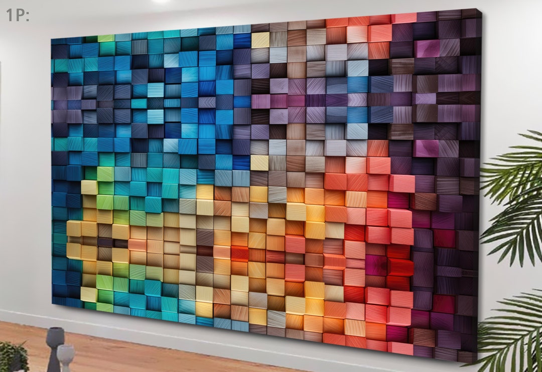 Rainbow Abstract Art, Colorful Canvas Art, Colorful Wooden Art ...