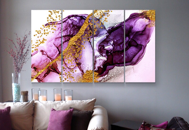 Purple Wall Painting Abstract Purple Canvas Art Purple and | Etsy