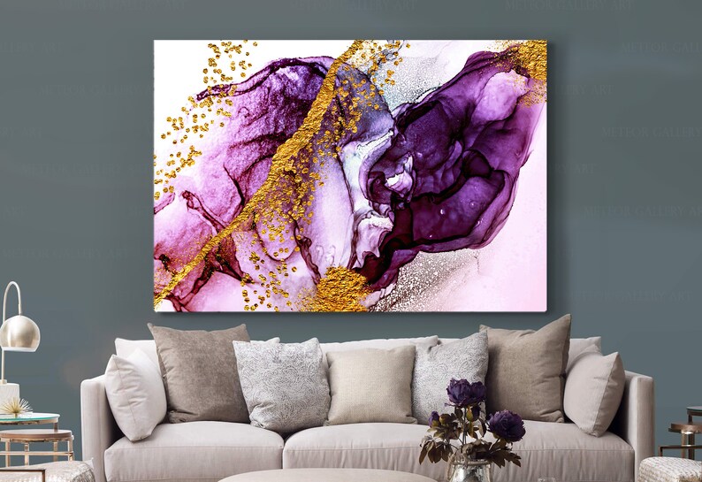 Purple Wall Painting Abstract Purple Canvas Art Purple and - Etsy
