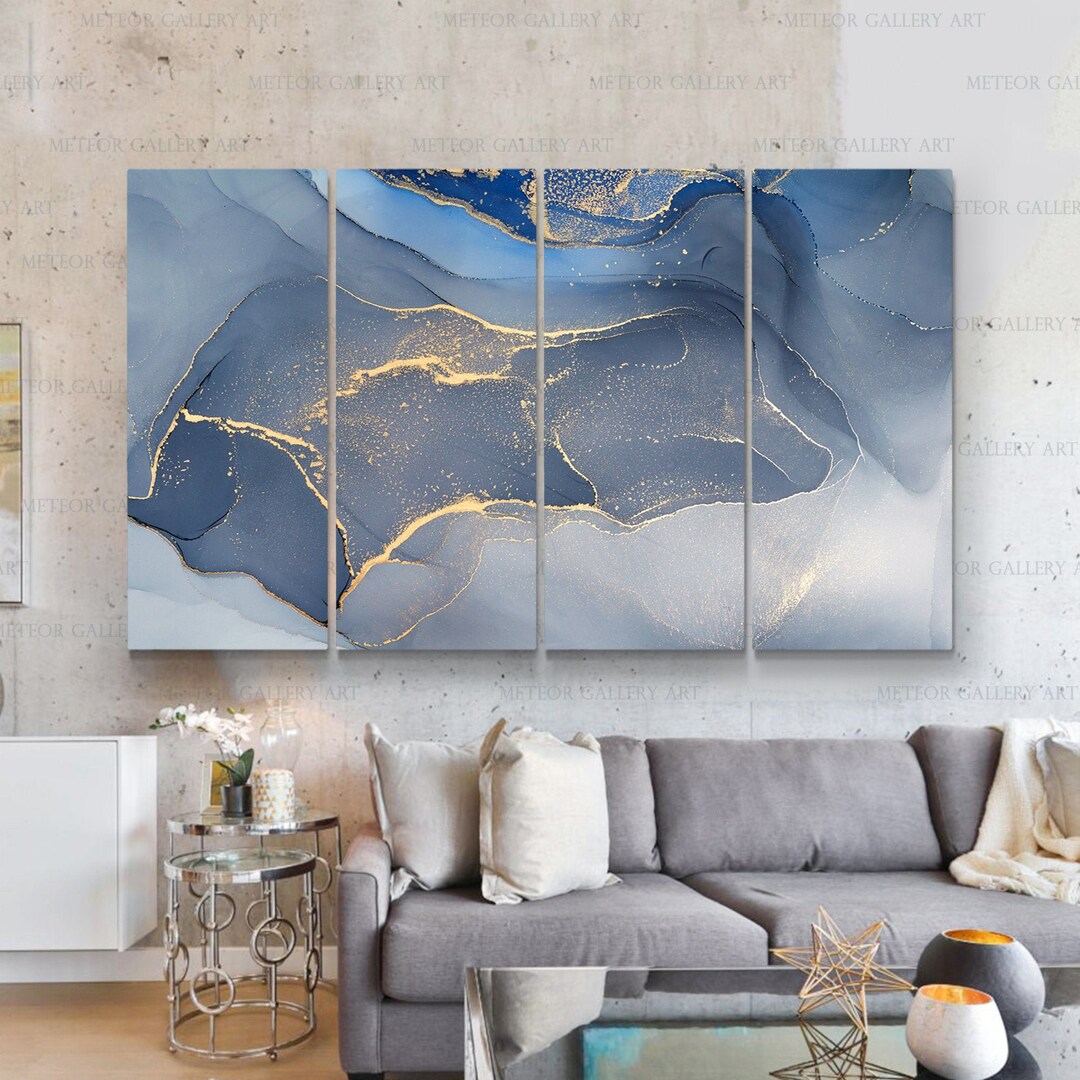 Blue Abstract Wall Art Canvas Print Abstract Art Decor Blue - Etsy