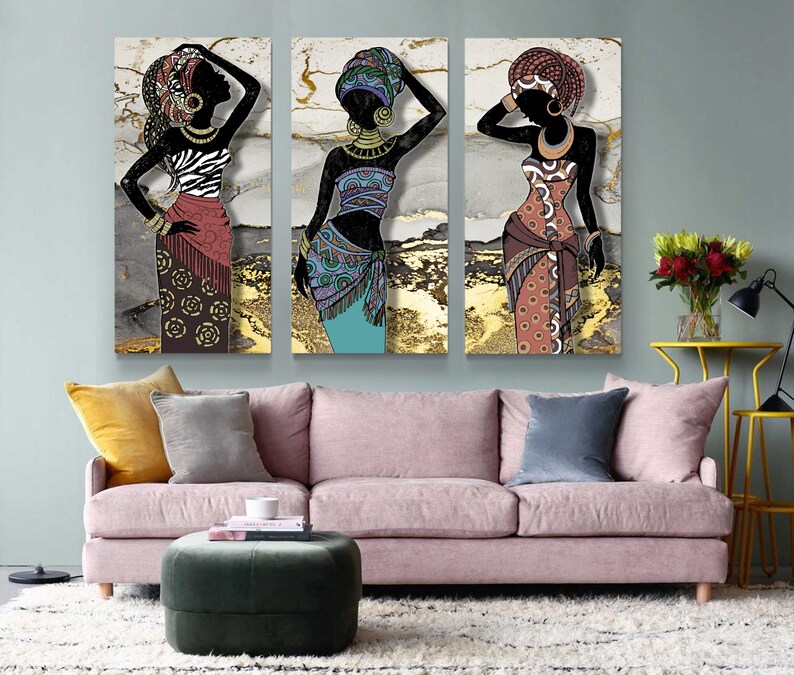 African Women Art Black Girl Canvas Print Ethnic Decor Etsy
