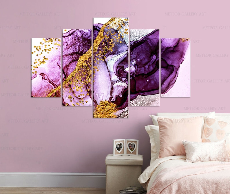 Purple Wall Painting Abstract Purple Canvas Art Purple and | Etsy