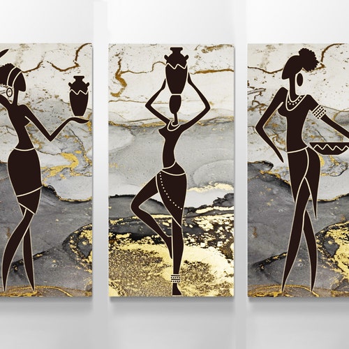 African Women Art Decor African Girl Canvas Wall Art Ethnic Etsy