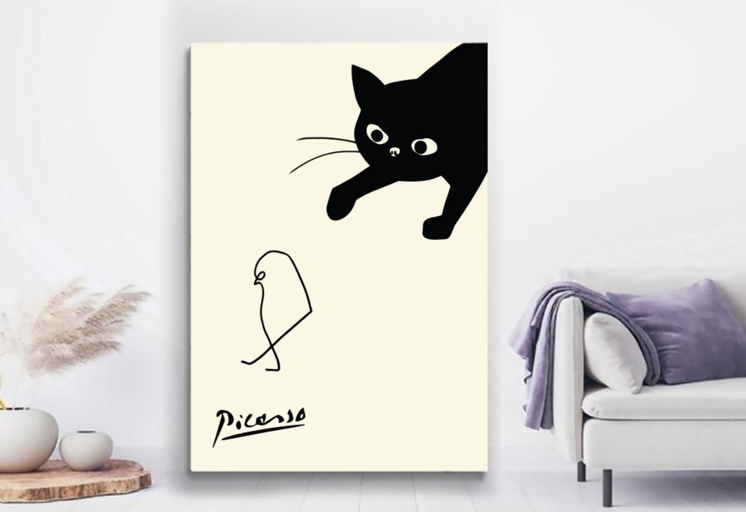 Picasso Canvas, Picasso Wall Art, Cat Chasing Bird, Cat Wall Art ...