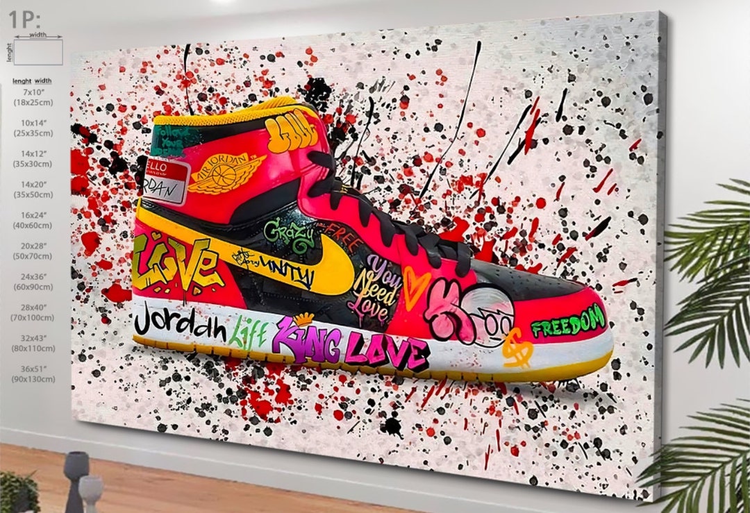 Jordan Graffiti Wall Art, Jordan Canvas, Shoes Wall Art, Street ...