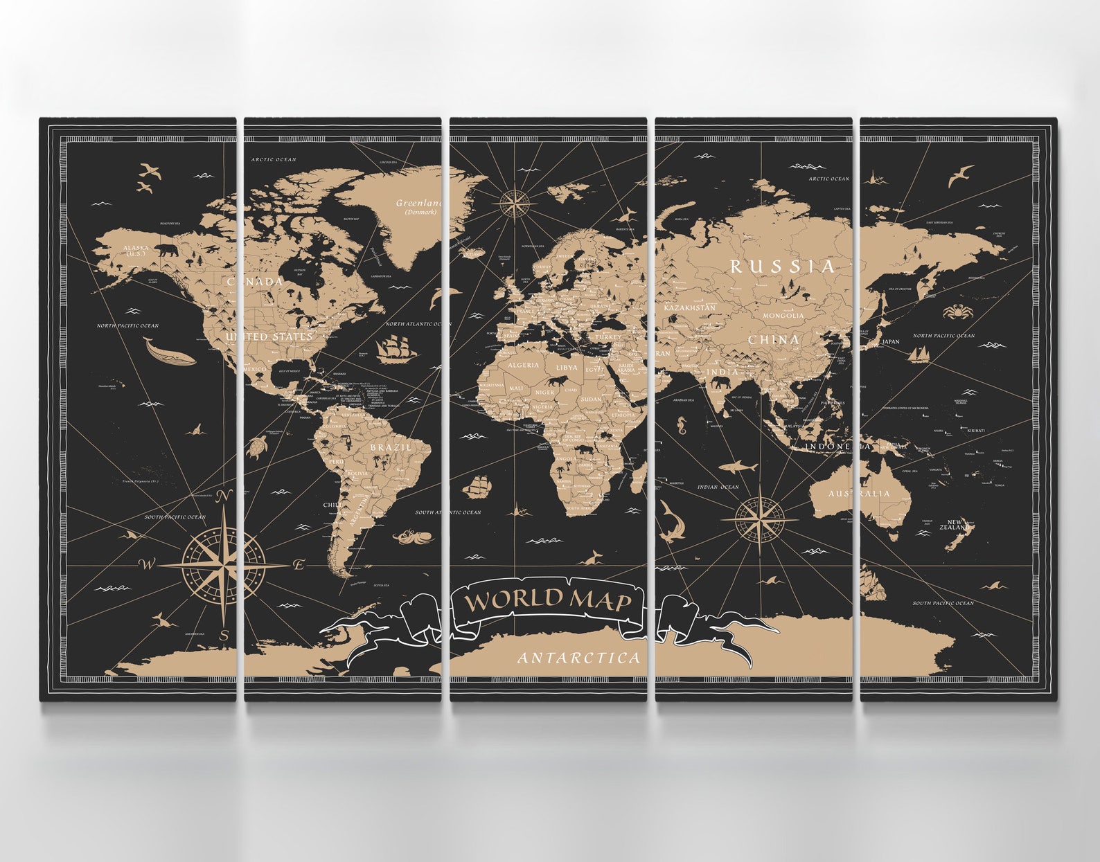 World map Wall art print on canvas World map Travel art | Etsy