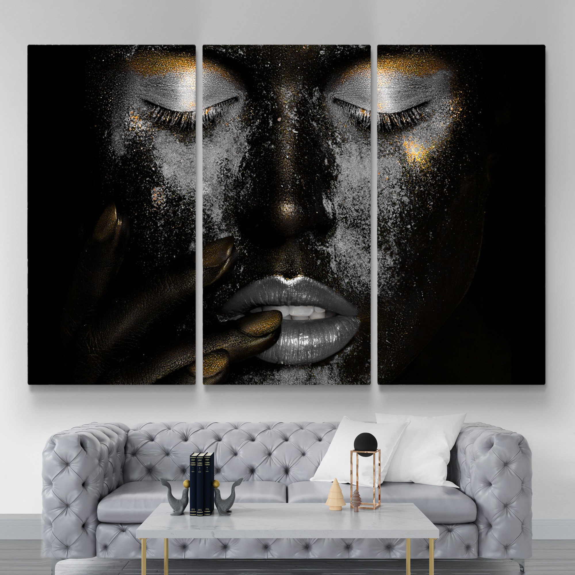 Woman wall art Beautiful Girl Art Black Female Canvas Print | Etsy