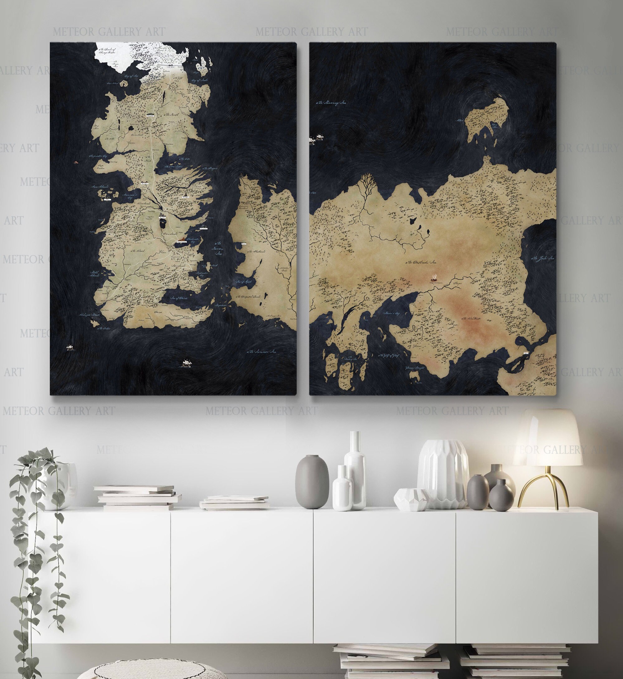 Prints Digital Prints GOT map canvas set for wall decor Movie wall art ...