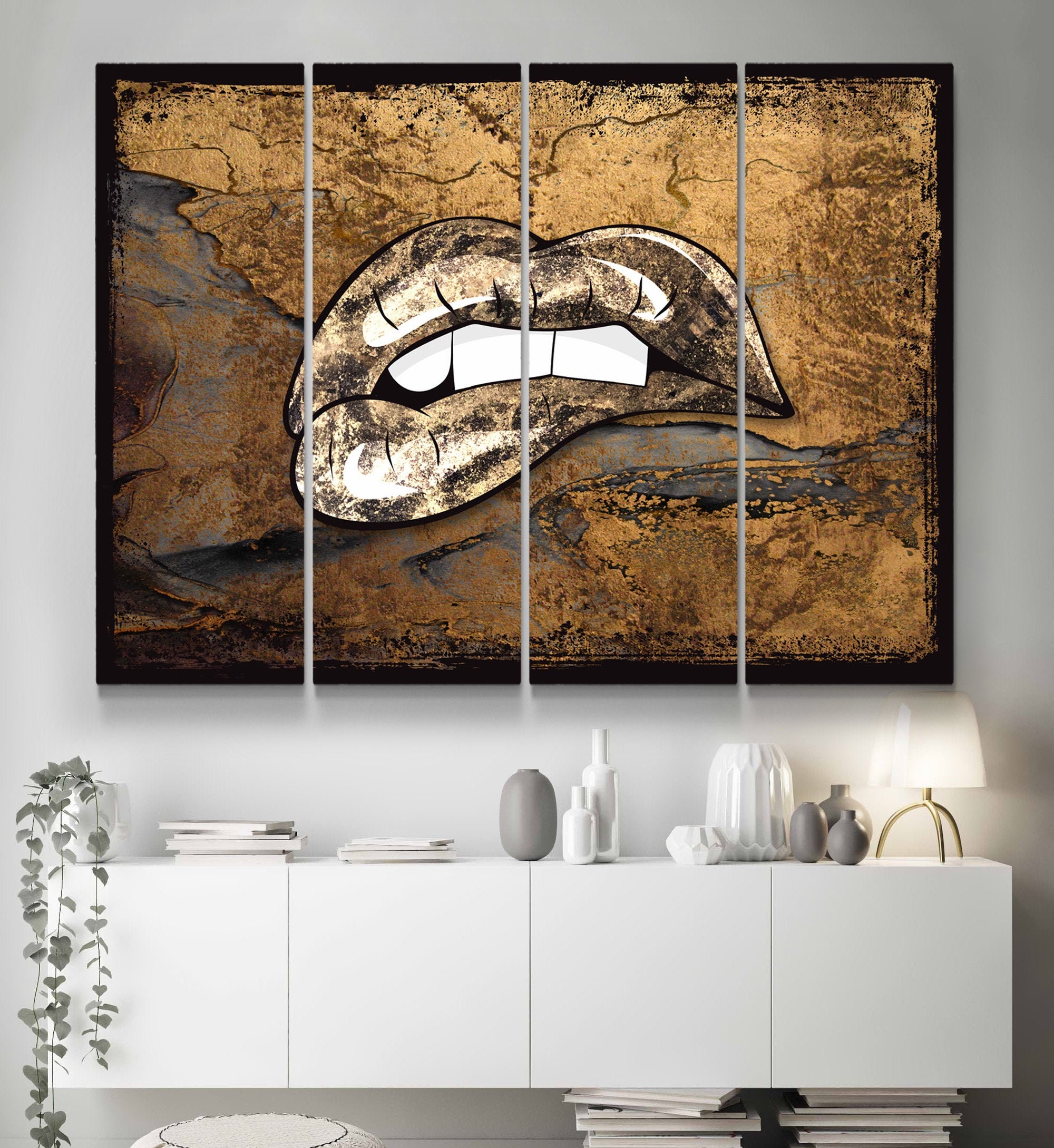 Lip Print Lips Wall Art Fashion Print Poster Lips Abstract - Etsy