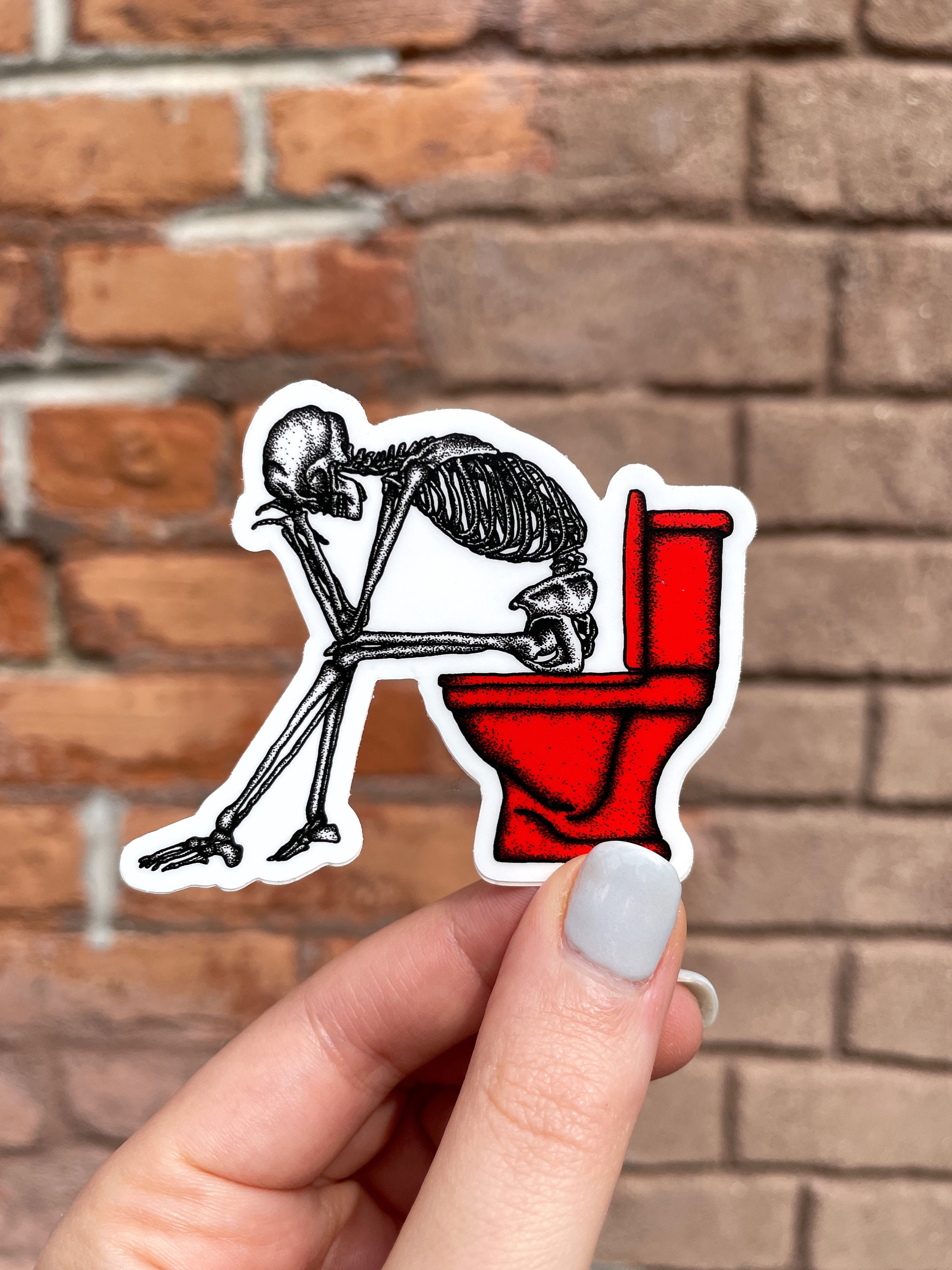 Funny Constipated Skeleton Sticker Toilet Humor Stationary - Etsy