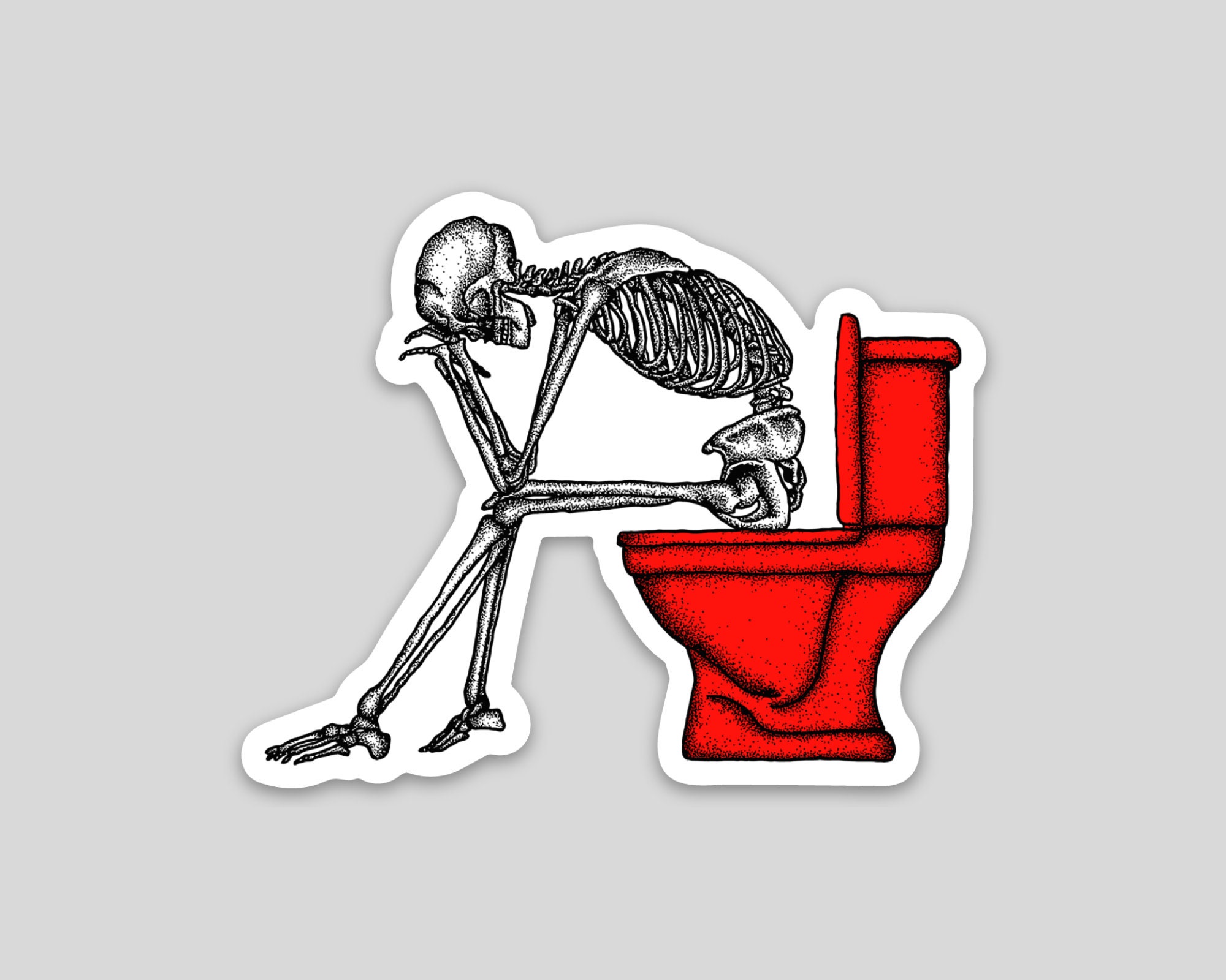 Funny Constipated Skeleton Sticker Toilet Humor Stationary - Etsy