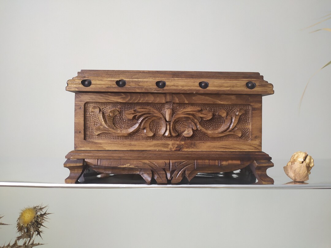 Handmade Wooden Secret Key Box, Hidden Key Box, Hand Carved Wooden Box ...