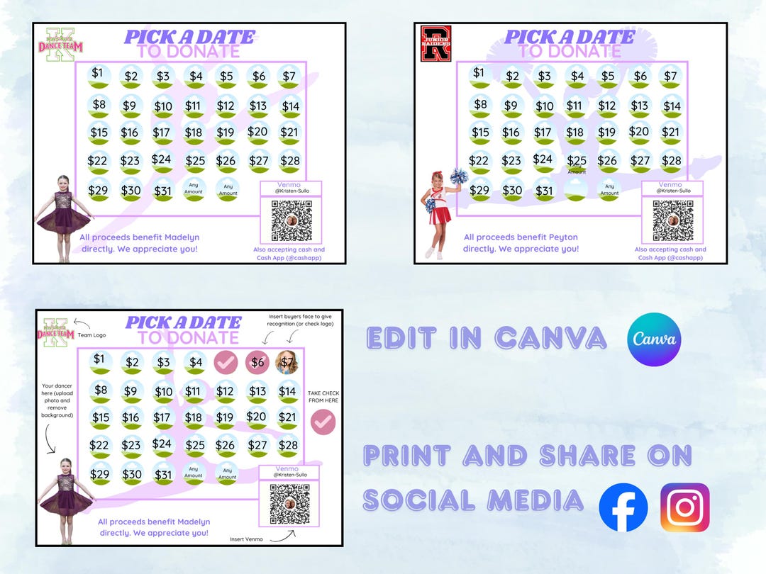 Cheer Dance Fundraiser Flyer, Pick a Date Template (canva Editable ...