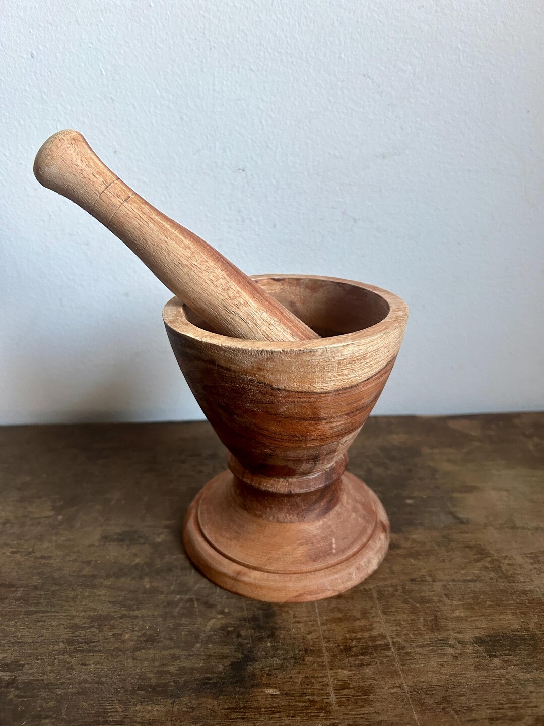 Vintage Wooden Mortar and Pestle | Tea, Herb & Spice Grinder - Etsy