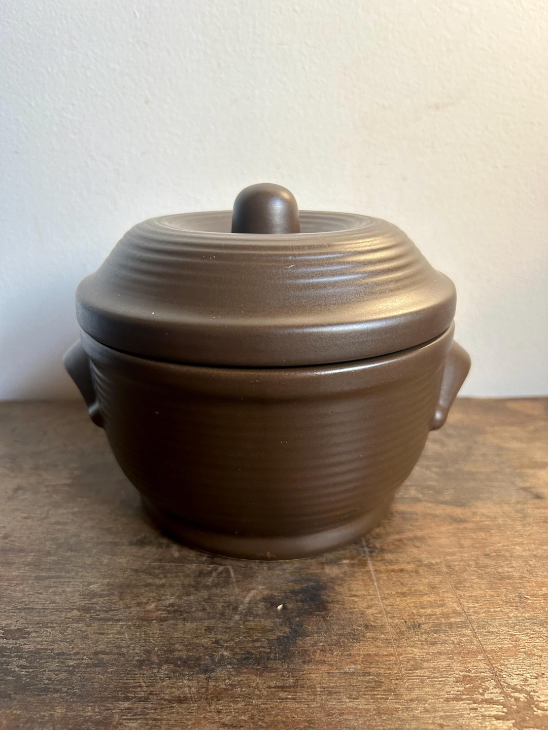 Vintage Polish Ceramic Lidded Bean Pot With Handles | Farmhouse ...
