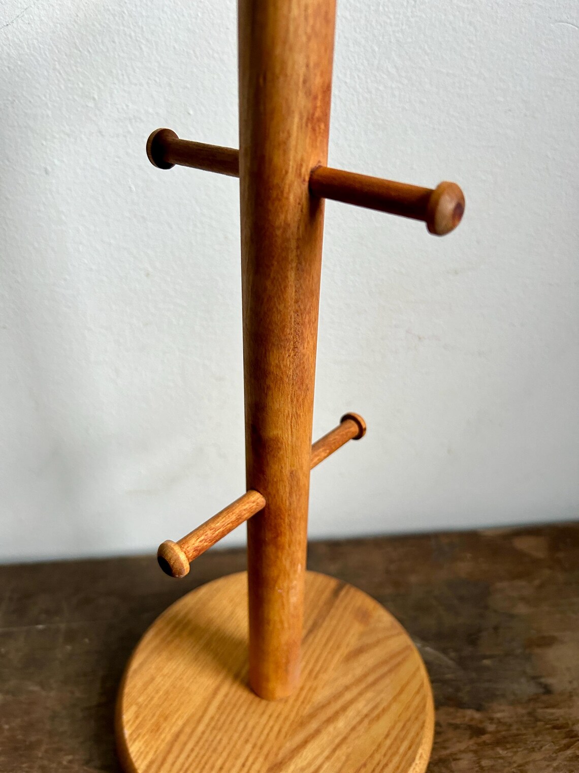 Vintage Rustic Wooden Mug Tree | Wooden Coffee Mug Rack | Jewelry ...