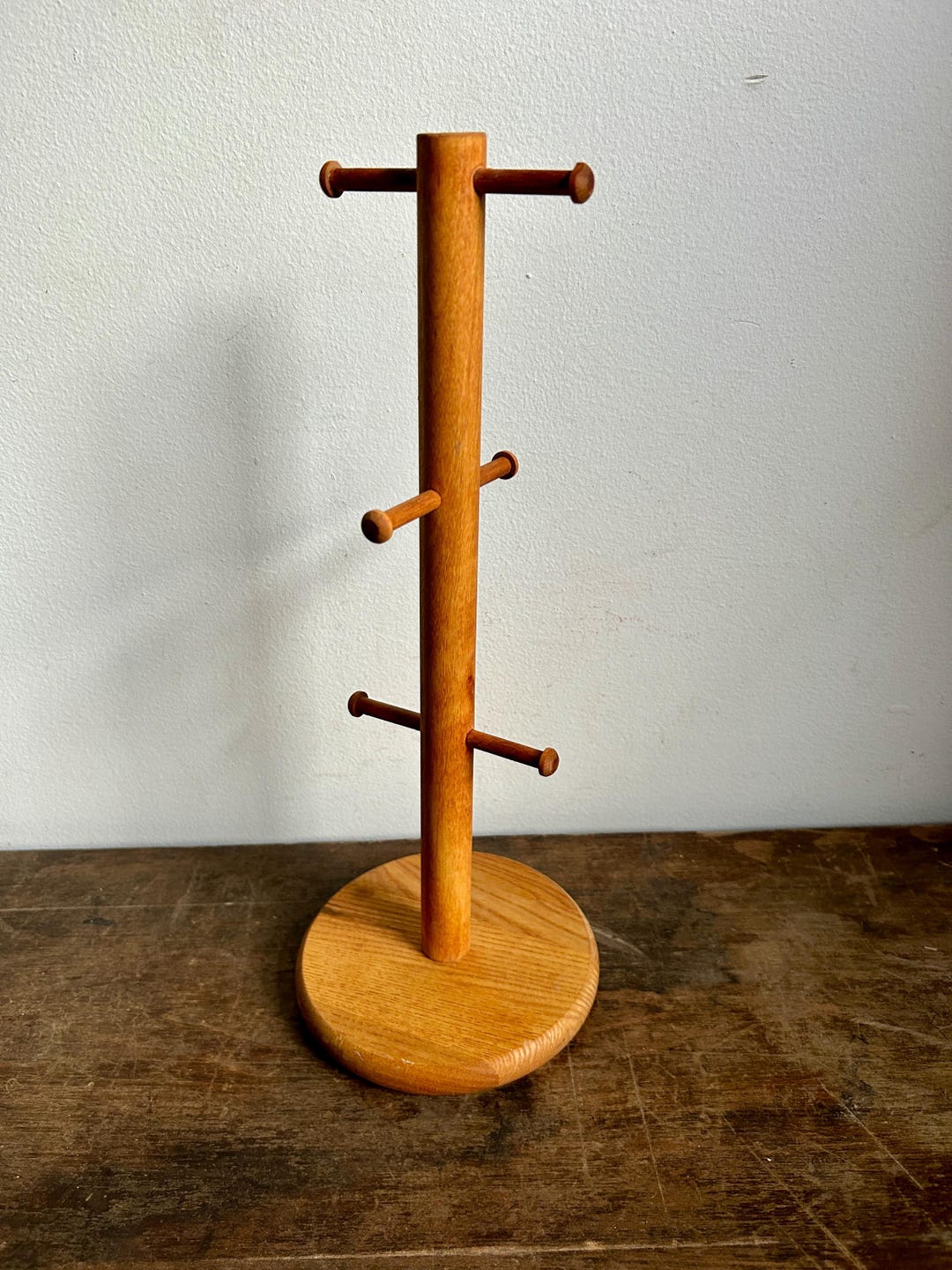Vintage Rustic Wooden Mug Tree | Wooden Coffee Mug Rack | Jewelry ...