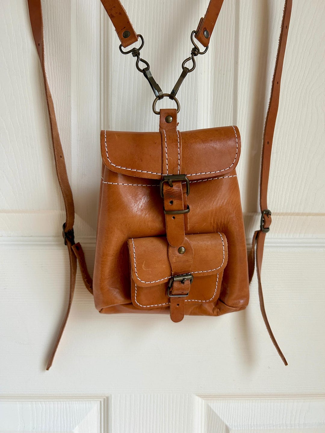 Vintage 1970s Mini Leather Backpack | Vintage Leather Purse | Boho Chic ...