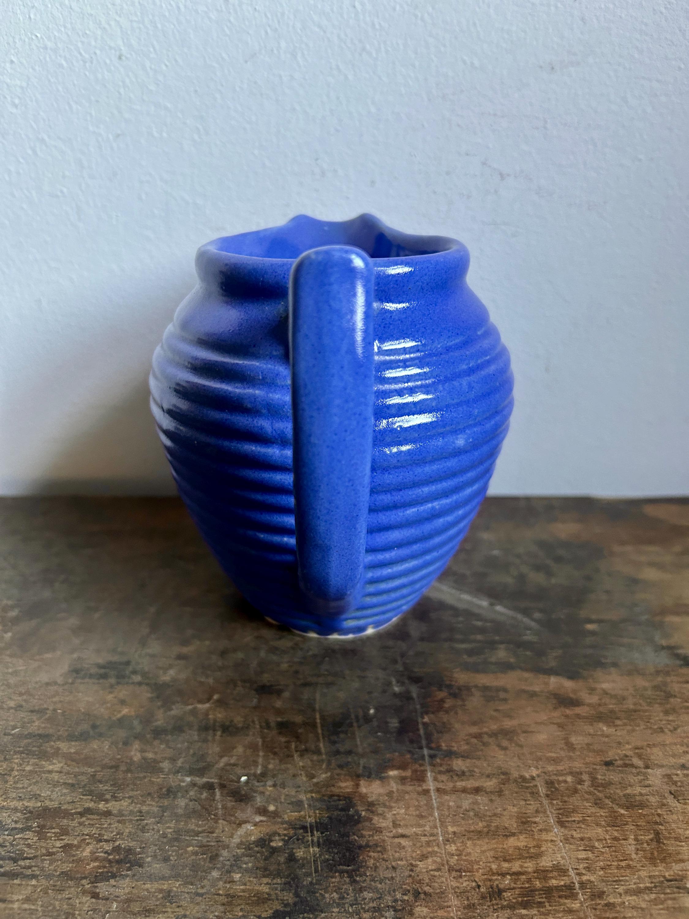 Vintage BAUER Pottery Blue Beehive Pitcher | Ringware 907 Vase - Etsy