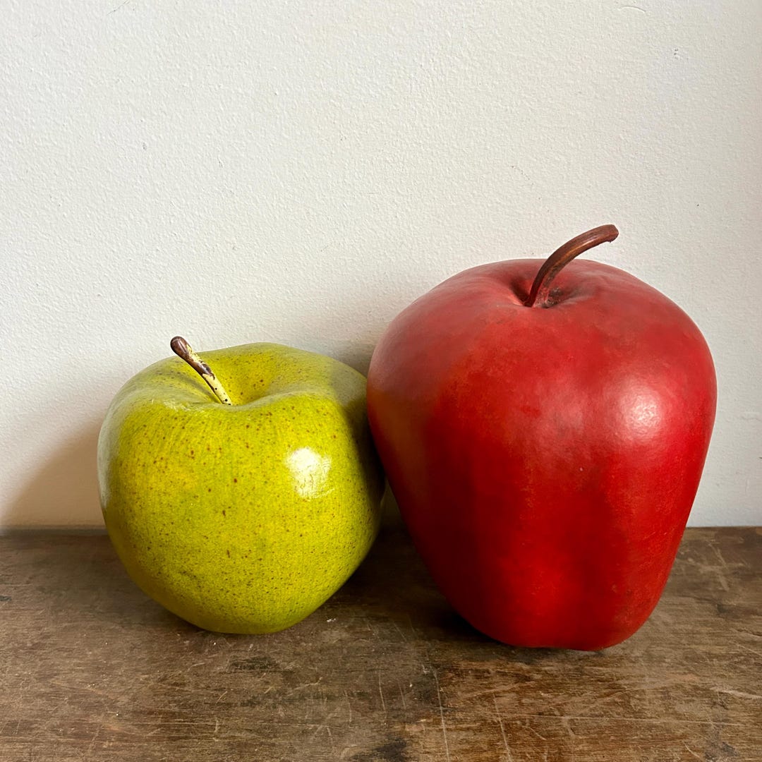 Vintage Oversized Decorative Apples, Set of 2 | Red and Green Apples ...