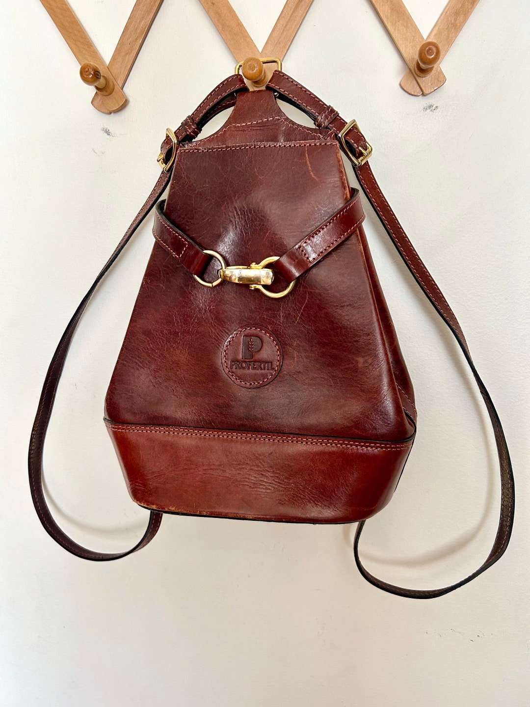 VTG 1990s Italian Leather Pyramid Backpack With Inner Coin Purse ...