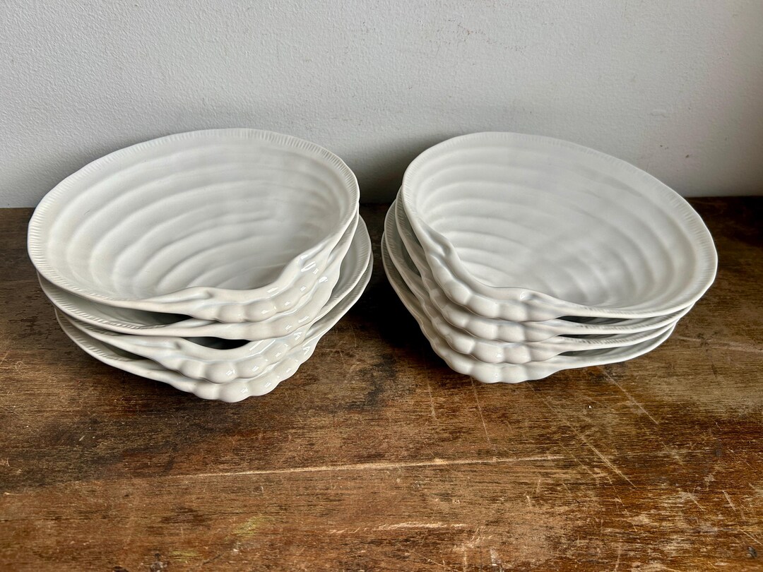Vintage Clam Shell Salad Plates, Set of 8 Pottery Barn Seashell Plates ...