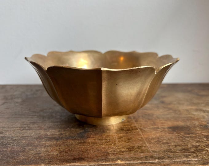 Vintage Solid Brass Lotus Bowl | Decorative Brass Pedestal Bowl - Etsy
