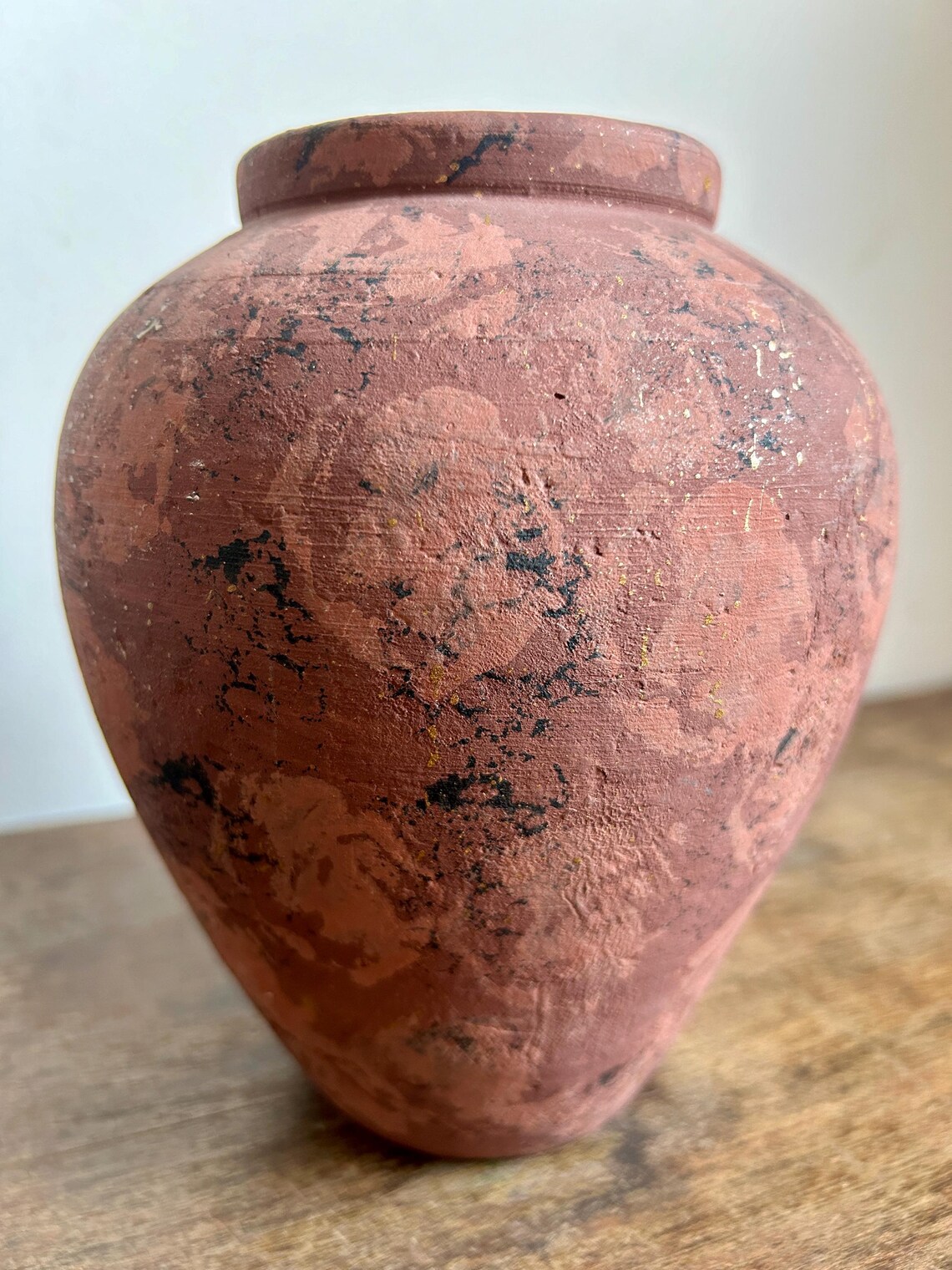 Vintage Art Pottery Matte Finish Mauve Vase With Abstract Rose Design ...