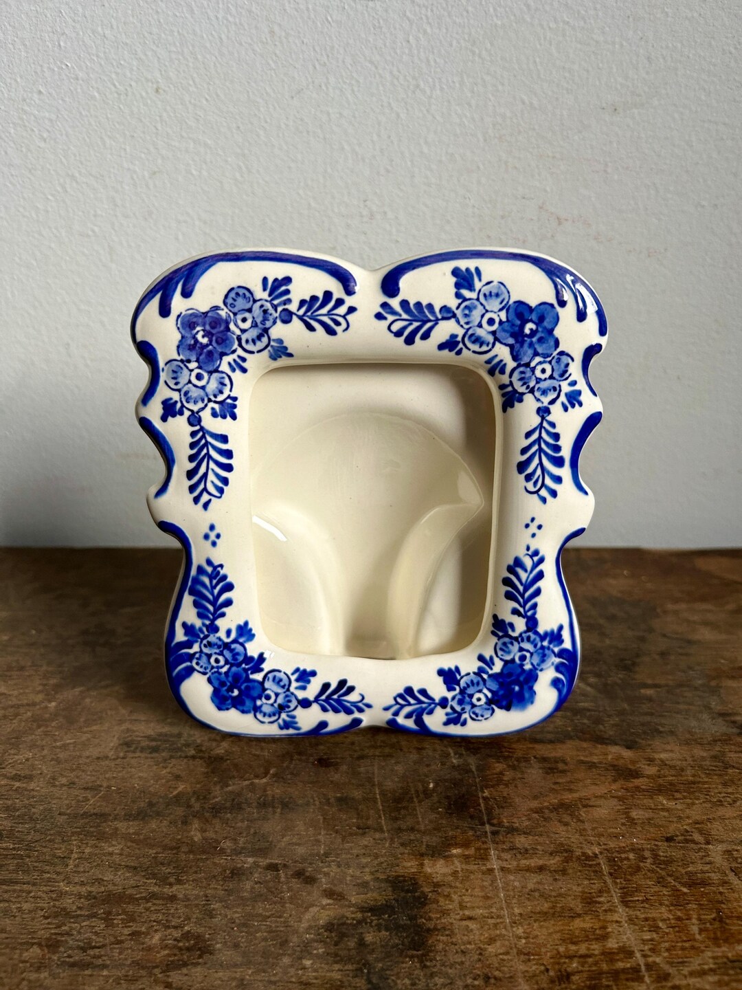 Vintage Delft Blue and White Hand Painted Ceramic Pottery Picture Frame ...