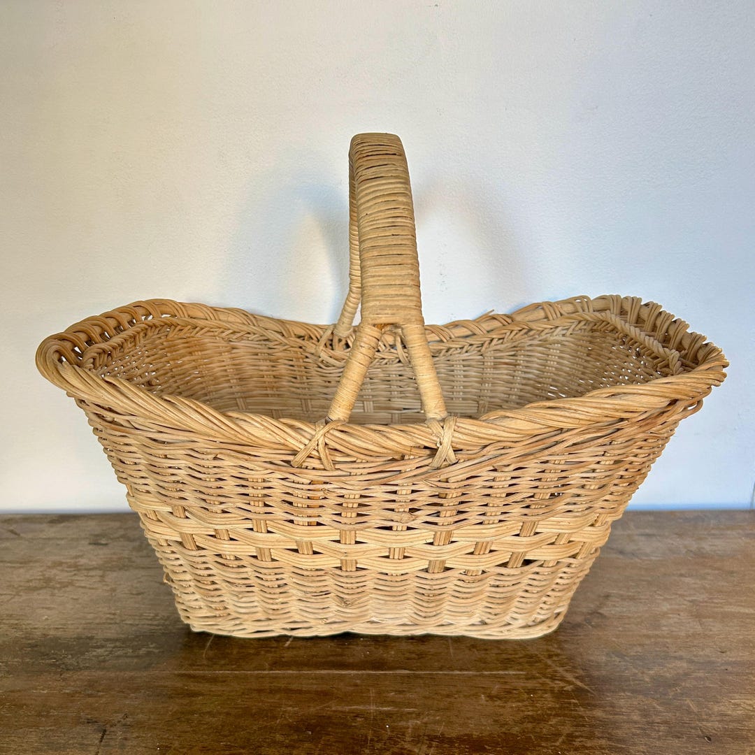 Vintage Rustic Woven Handled Basket | Decorative Storage Basket ...