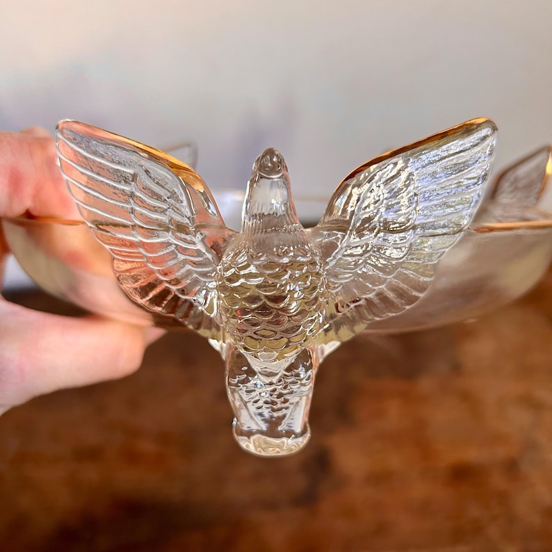 Vintage Eagle Footed Depression Glass Bowl | 22K Gold Trim - Etsy