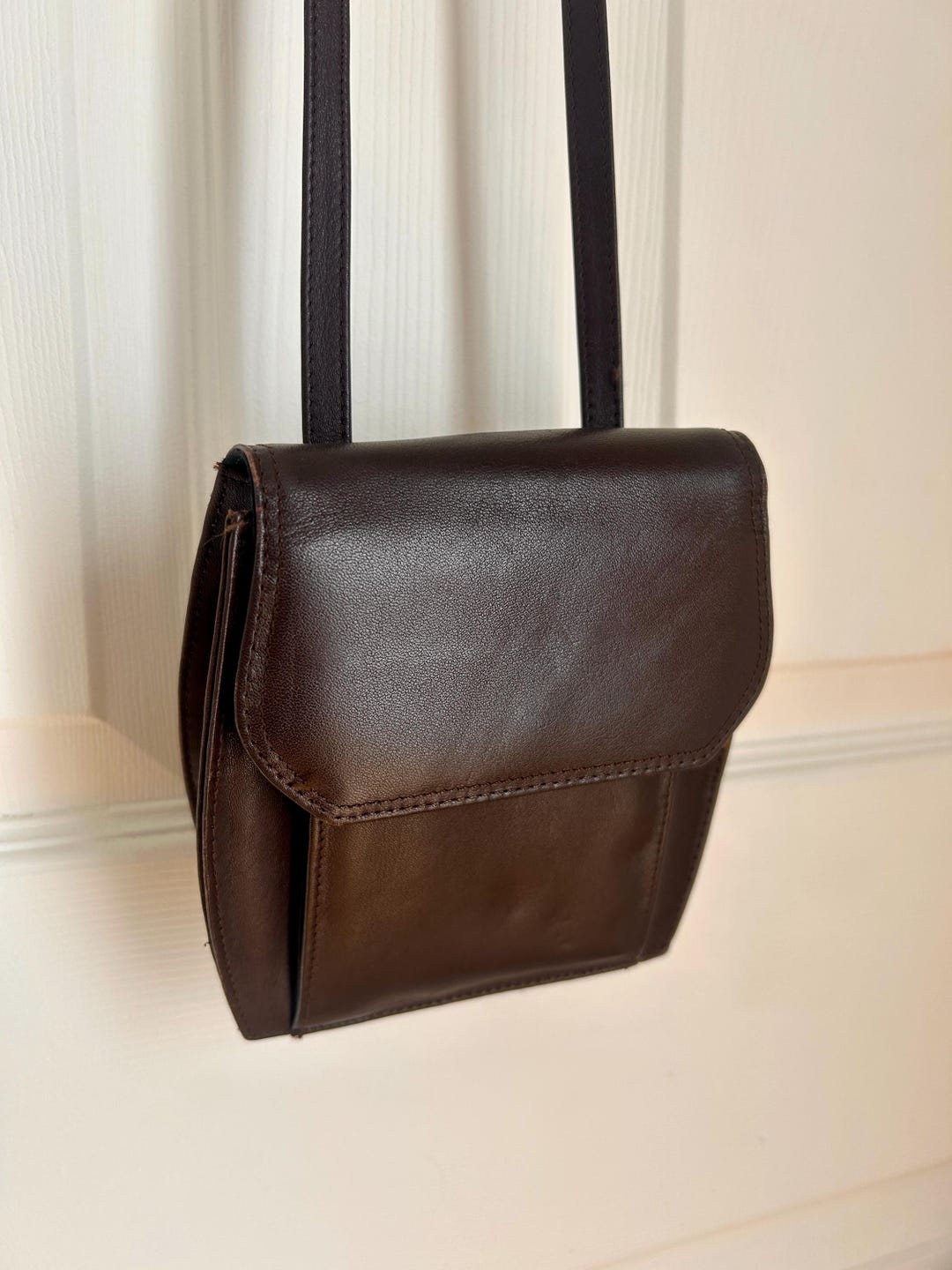 Vintage Chocolate Brown Mini Leather Purse 90's Brown Leather Indeed ...