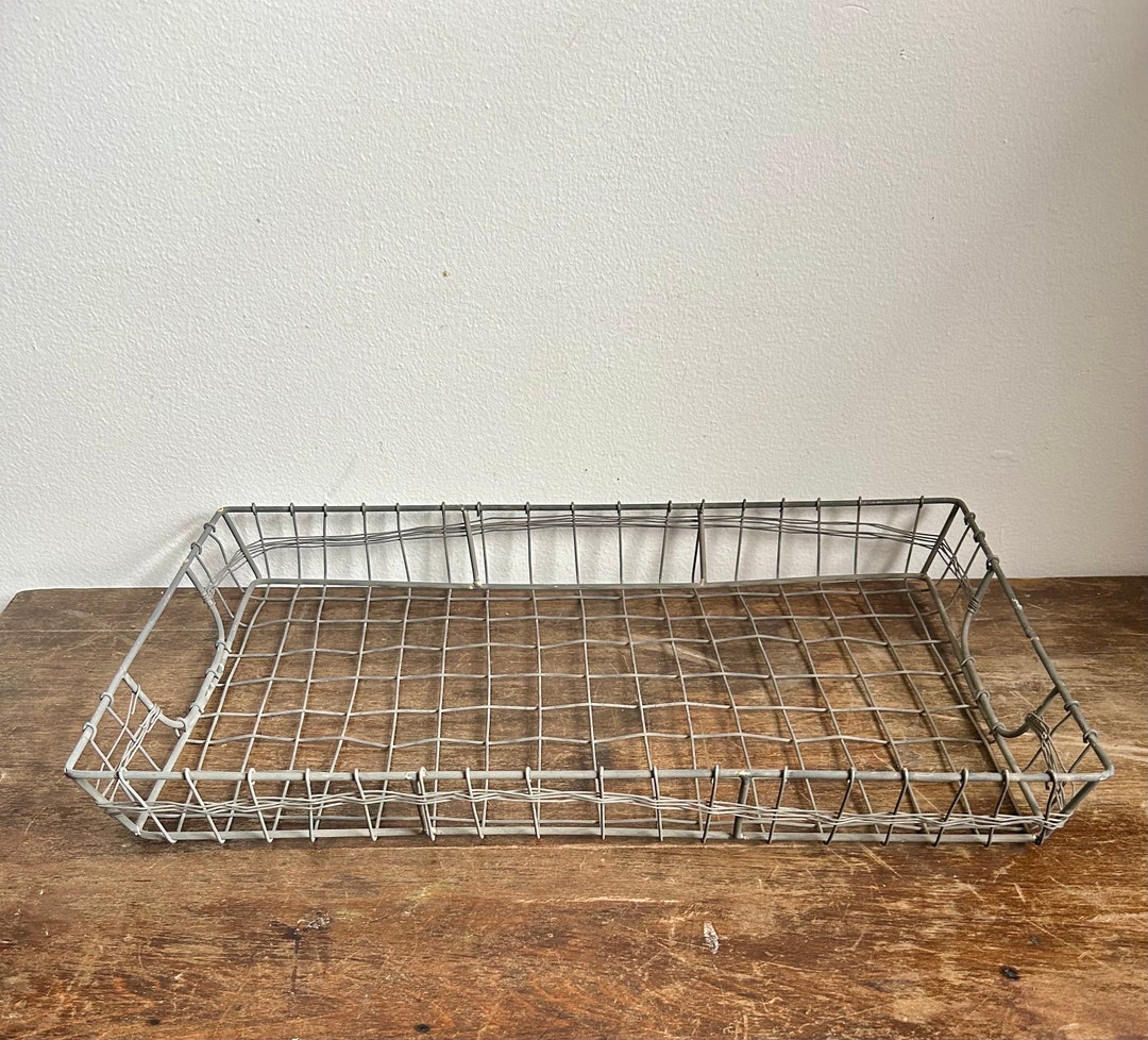 Vintage Industrial Wire Tray | Retro School Gym Locker Basket | Milk ...