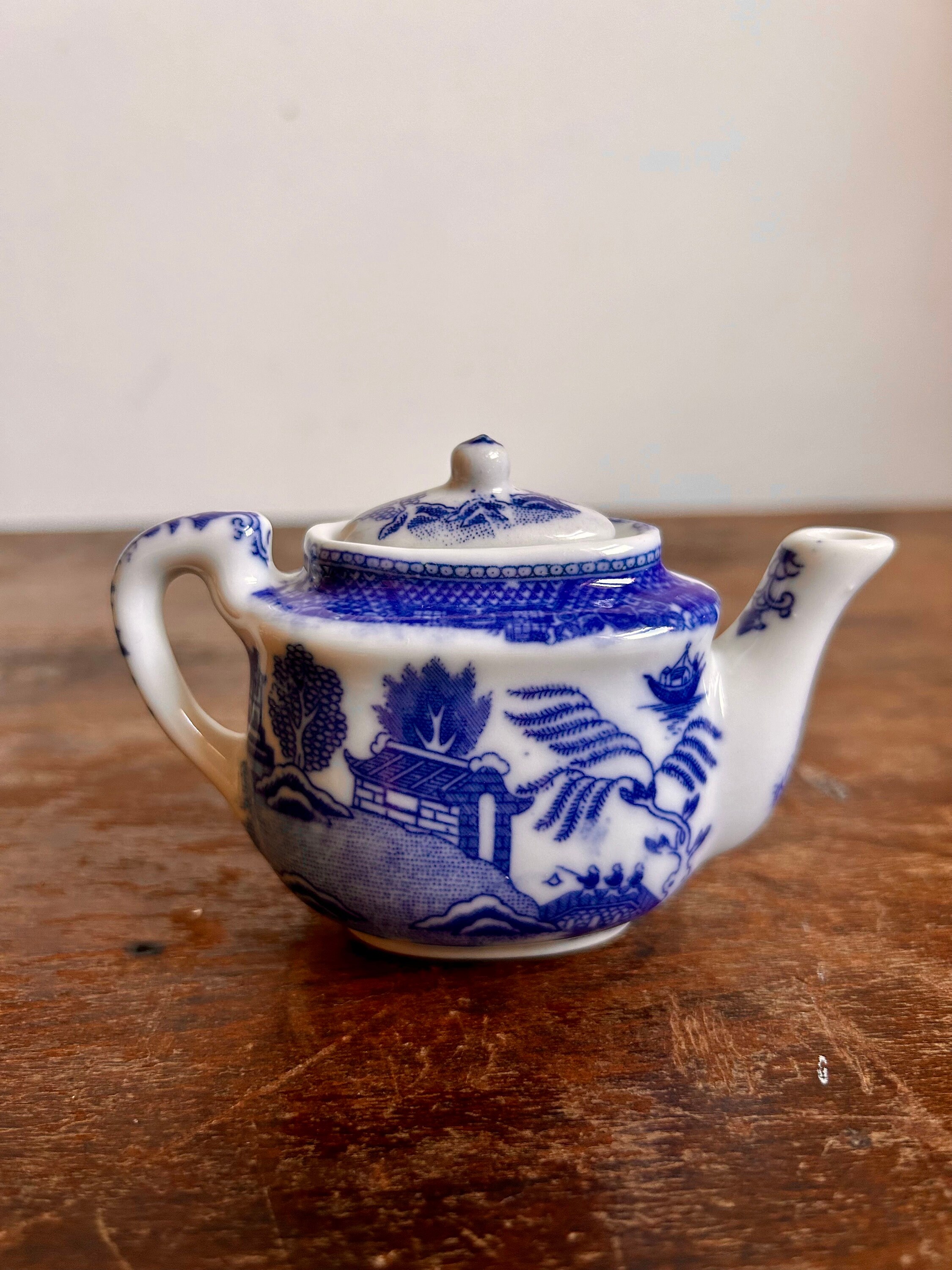 Willow Blue Miniature Tea Set, 3 Pieces C. 1920-1945 Vintage Miniature ...
