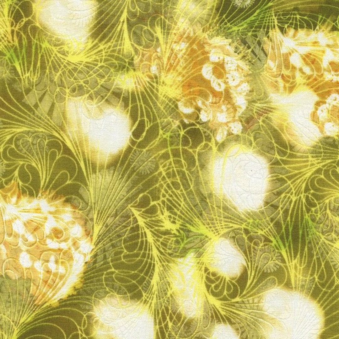 Poison Flower Swirl Small - JN-C4069 - Green Quilt Fabric Clearance ...