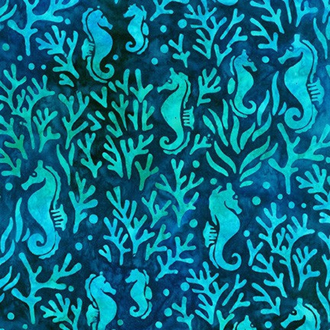 Ocean Seahorses Batik Fabric by the Yard Clearance Cotton - AMD-17804 ...